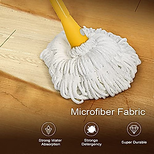 JEHONN Carpet Floor Sweeper Manual with Horsehair, Self Wringing Mop with 2 Washable Heads