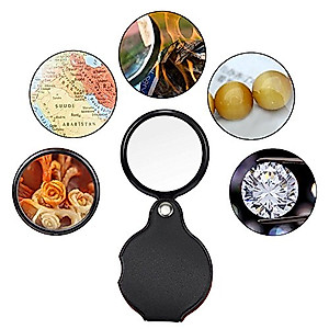 Dreamtop 5 Pack 10X Pocket Magnifier Mini Magnifying Glass 50mm Folding Magnifying Glass Loupe with Rotating Protective Holster for Reading Maps, Lables, Crafts