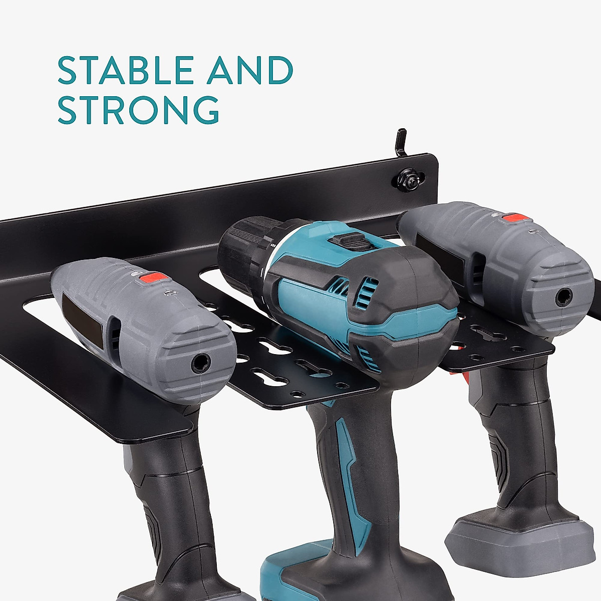 Navaris Drill Holder for Pegboard or Wall - Tool Organizer Storage Accessories - Wall Mount Rack for Pegboards, Garage Walls, Power Tools