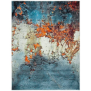 SAFAVIEH Glacier Collection Area Rug - 9' x 12', Blue & Multi, Modern Abstract Design, Non-Shedding & Easy Care, Ideal for High Traffic Areas in Living Room, Bedroom (GLA125B)