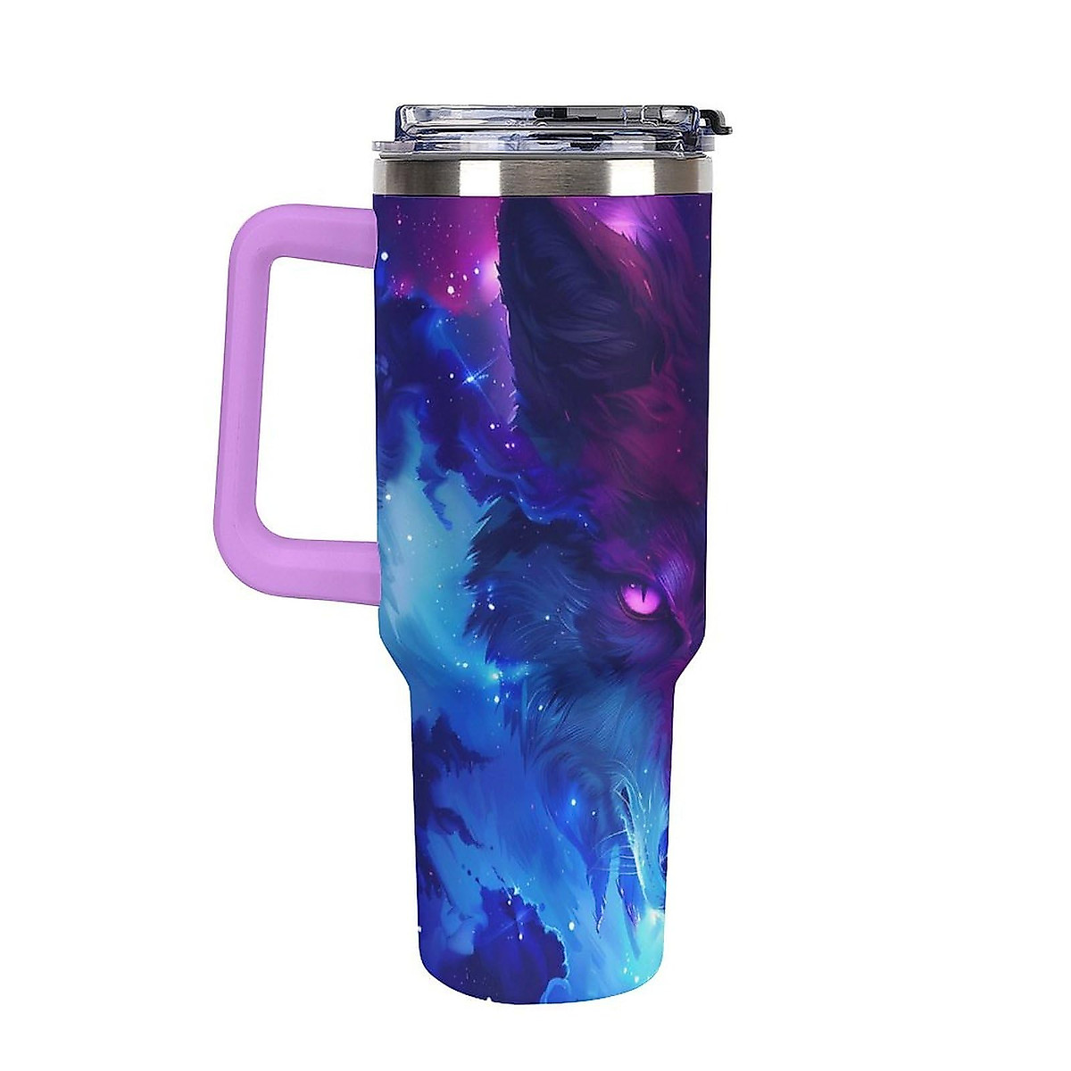 The Wolf in A Galaxy 40 Oz Tumbler Insulated Stainless Steel Water Bottle Travel Mug Car Cup with Handle And Straw