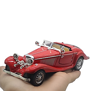 1:28 Scale Pullback Diecast Metal Antique Classic Model Cars Collectible Toy Gifts (Red,Length 6.5in/16.8cm)