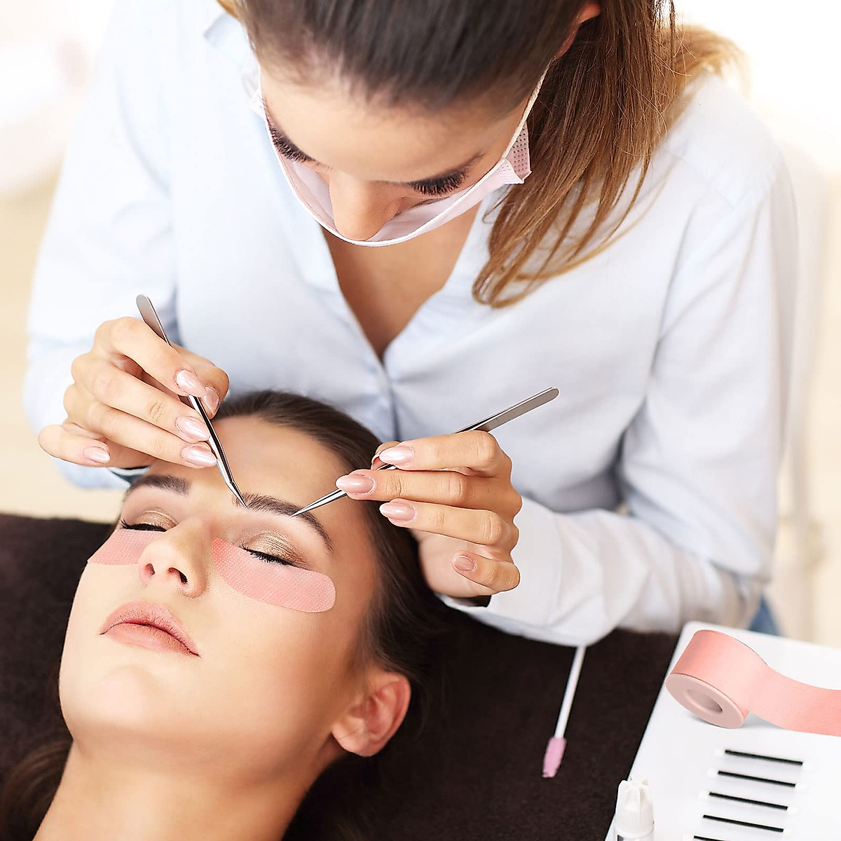 Nuanchu 4 Rolls Lash Tape for Eyelash Extensions Breathable Eyelash Tape for Extensions Adhesive Microporous Lash Extension Tape for Extension Supplies, 0.98 Inch x 3.9 Yard/Roll (Colorful)