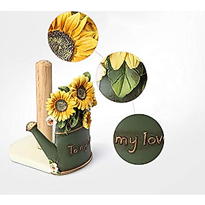 JHNIF Paper Towel Holder with Flower Basket Decoration, Resin Crafts Display for Kitchen Cafe Western Restaurant Cake Shop Dessert Shop.