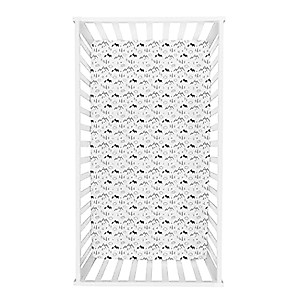 Lumberjack Moose Deluxe Flannel Fitted Crib Sheet-Moose and Mountain Print, Cotton Flannel, Black, Gray, White, Fully Elasticized, 10 in Deep Pockets, Fits Standard Crib Mattress 28 in x 52 in