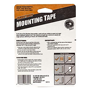 Gorilla Heavy Duty, Extra Long Double Sided Mounting Tape, 1" x 120", Black, (Pack of 1)