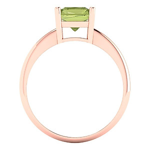Clara Pucci 2.5ct Radiant Cut Solitaire Natural Peridot Engagement Wedding Bridal Promise Anniversary Ring 18K Rose Gold Size 7