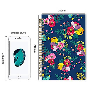 XYark Dot Grid Notebook Spiral, Flower A5 Dotted Bullet Grid Journals Bulk, 100GSM Thick Paper Travel Journal Set, Hard Cover, Wirebound Diary Planner, 75 Sheets per Book, 5.7x8.3 inch, 3 Pack