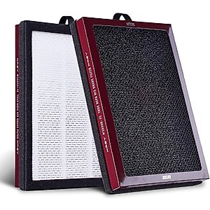 2 Pack Air Purifier Replacement Filter Compatiable with 25 B1/S1/W1 Air Purifier 3-in-1 H13 True Hepa Activated Carbon Filters Set, For Wildfire Smoke, Dust,Odor, Pet Dander (white)