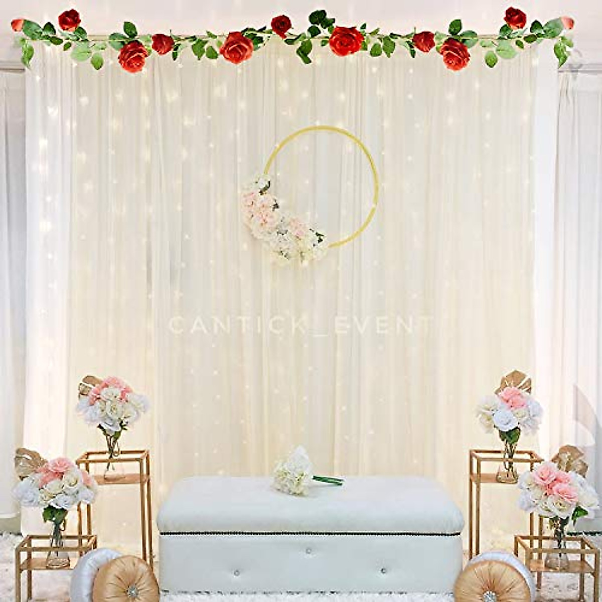 Champagne Tulle Backdrop Curtain for Parties 10ft×8ft Champagne Sheer Backdrop Curtains Drapes for Baby Shower Wedding Reception Birthday Party Photoshoot Backdrop Decorations 2 Panels
