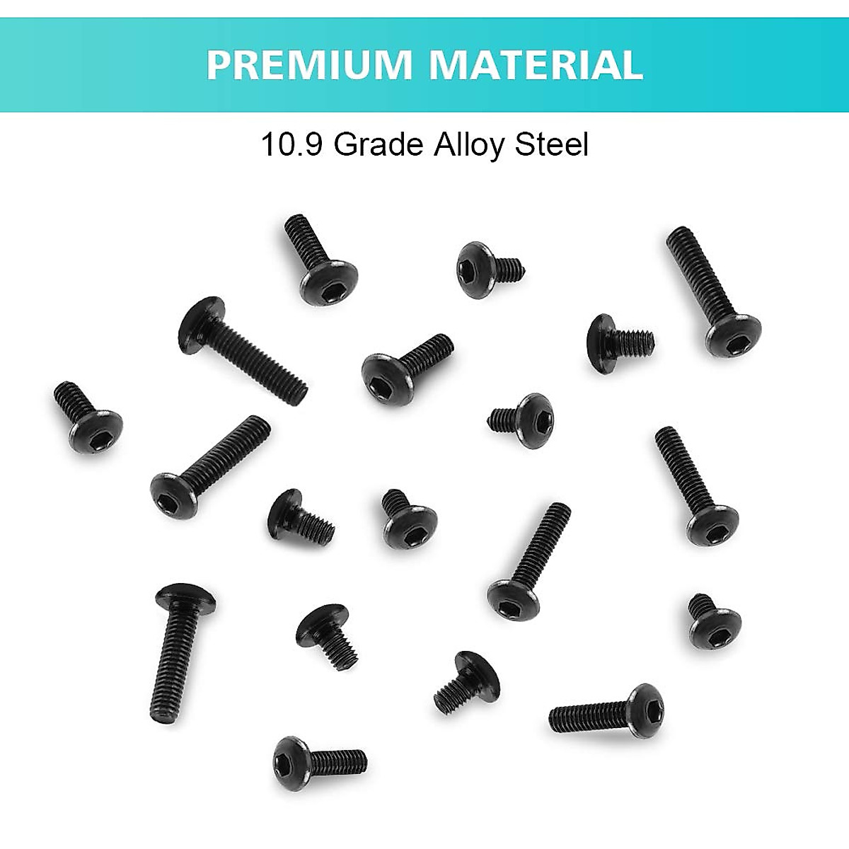 300Pcs M3 Hex Socket Screws Bolts Nuts Washers Set, M3 Button Head, Black Alloy Steel Full Thread Button Flat Head Screws Set Assortment(B-Button Head)