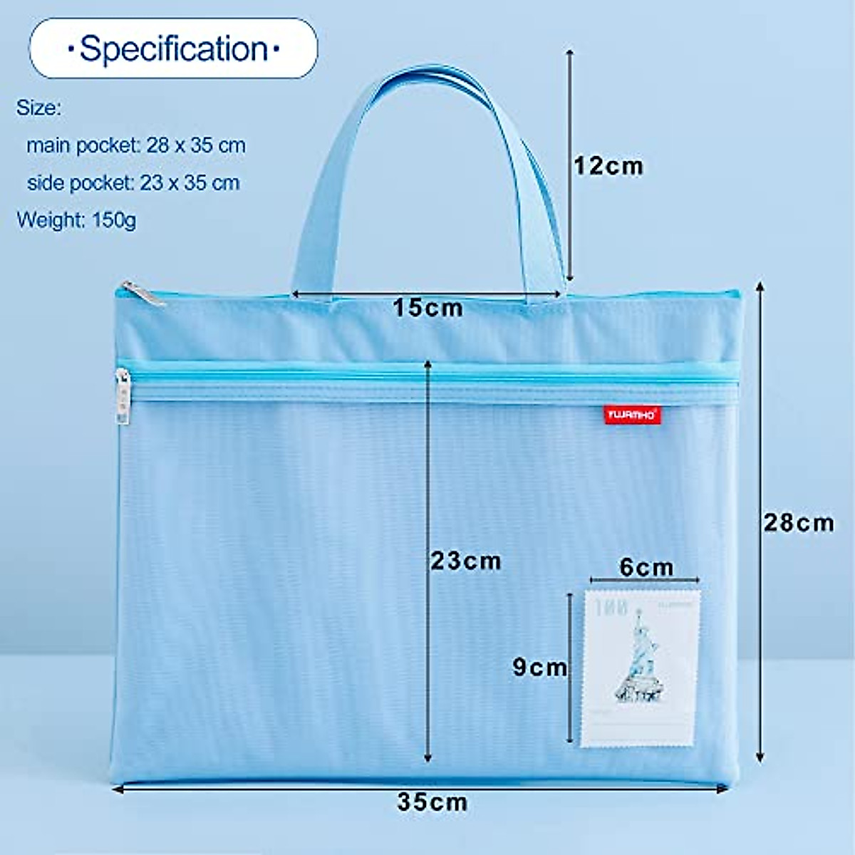 Pocket Small Size Desk Calculator and Large Double Pocket Waterproof File Bag with Handle Bundle