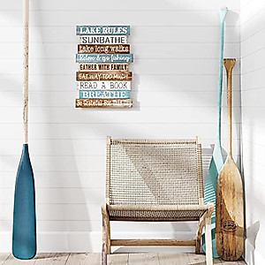 Barnyard Designs 'Lake Rules' Lake House Decor for the Home, Hanging Lake Wall Decor Lake Sign, Lake Signs for Lake House Kitchen, Rustic Lake Decor for Home Sign, 14" x 21"