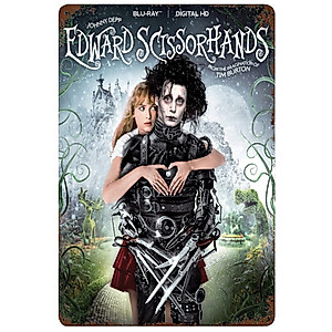 HZYXH Edward Scissorhands Movie Vintage Metal Tin Sign, Movie Poster Tin Sign, Wall Decor for Bars, Restaurants, Cafes, Pubs 12 x 8 inches