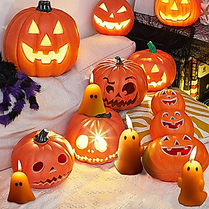 4 PCS Halloween Ghost Candles, Ghost Scented Candles, White Horror Spooky Tea Lights Candles Set Goth Gifts for Ghost Decor Fall Halloween Party Home Bedroom Room Table Decorations