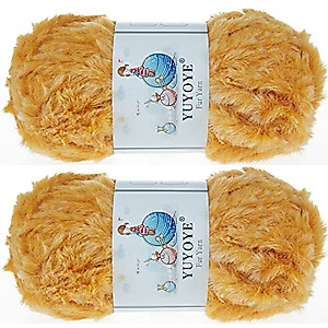 YUYOYE Super Soft Fluffy Fur Yarn for Crochet and Knitting, Faux Fur Thick & Quick Bulky Yarn (700-Ginger)