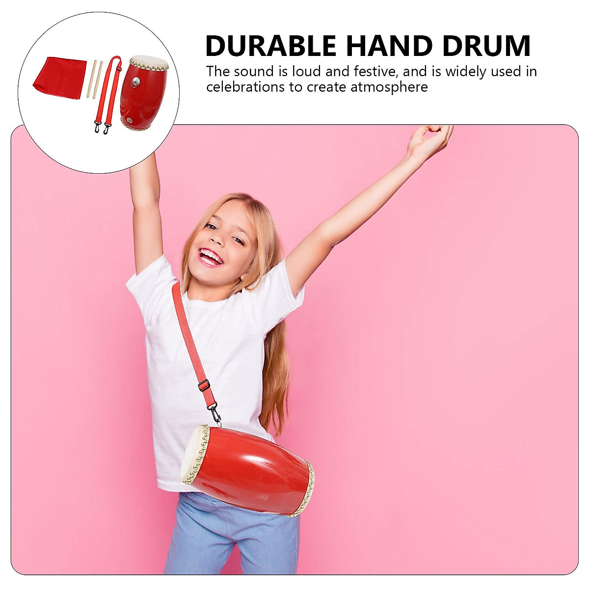 1 Set Portable Waist Drum Hand Drum for Celebration Performance Kids Drum Set