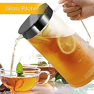 Sunvivi Iced Tea Maker with 3 Quart Glass Pitcher, Iced Coffee Maker Brewing System with Strength Selector, Infusion Pitcher for for Ground Coffee, Taste Customization, Black