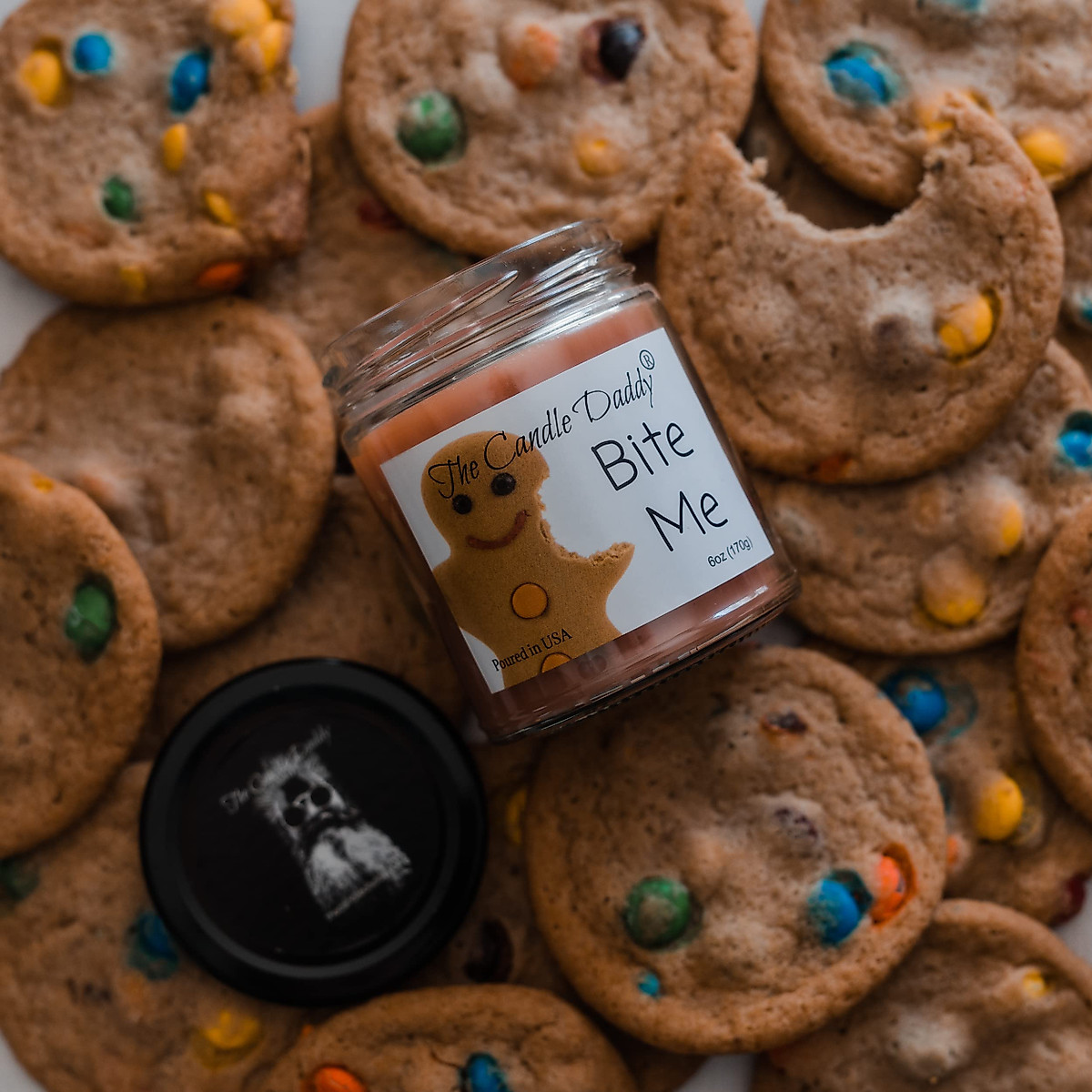 BITE ME - Christmas Gingerbread Cookie Scented - Funny 6 OZ JAR Candle - 40 Hour Burn TIME