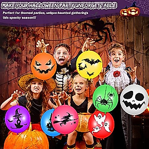 Leyndo 120 Pcs Halloween Punch Balloons 18'' Latex Round Punch Balls with Rubber Bands Attached Pumpkin Punch Game Trick or Treat Toys for Halloween Treats Party Supplies Decoration Goodie Bag Filler