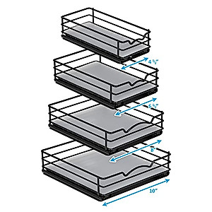 Pull Out Cabinet Organizer for Spices, Cans - Heavy Duty with Lifetime Limited Warranty- Pull Out Spice Rack- Cabinet Pull Out Shelf for Cans,Dishes, Etc, 4-1/2"W x 10-1/2"D x 2-3/4”H, Black