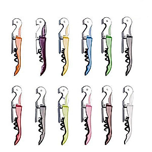 RECUTMS 12 Packs Corkscrew Wine Opener Stainless Steel Fold Beer or Bottle Opener Serrated Foil Cutter,Perfect for Bars,Restaurants,Family,Company Party (12 Color)