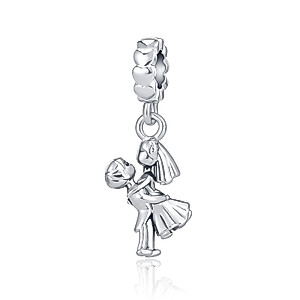 YSAHan Marriage Wedding Charm Mr. &Mrs. Bridal Bride & Groom Charm Bead fit European Bracelets, Silver, (Aut-26_Wedding)