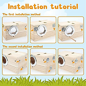 Rypet Parakeet Nesting Box Transparent Design, Bird Nest Breeding Box with Perch Wood Bird Cage House for Cockatiel Lovebirds Budgie Finch Parrotlets Canary