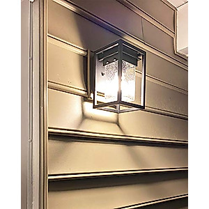 Osimir Outdoor Wall Sconce 2 Pack, Modern 1-Light Outdoor Wall Lighting Fixtures in Black Finish with Bubble Glass Lamp Shade, Outdoor Patio Porch Wall Mount Light 2103-1W-2PK