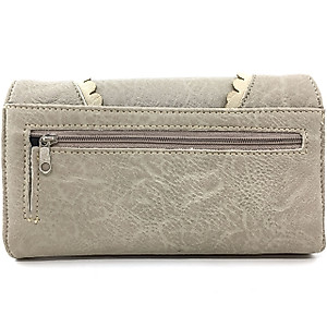 Justin West Brown Horse Embroidery Studded Concealed Carry Handbag Purse Matching Wallet (Silver Wallet)
