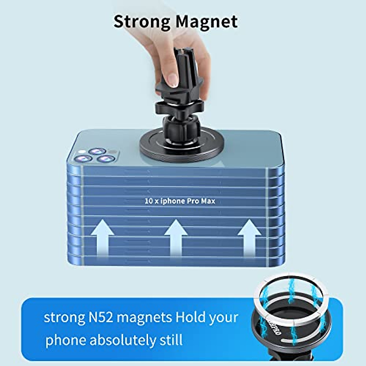 PLDHPRO Magnetic Phone Holder for MagSafe Car Mount [Powerful Magnets] 360° Adjustable Car Dashboard and Air Vent Hands Free iPhone Car Holder Mount Fit iPhone14 13 12 Pro Plus Max Mini