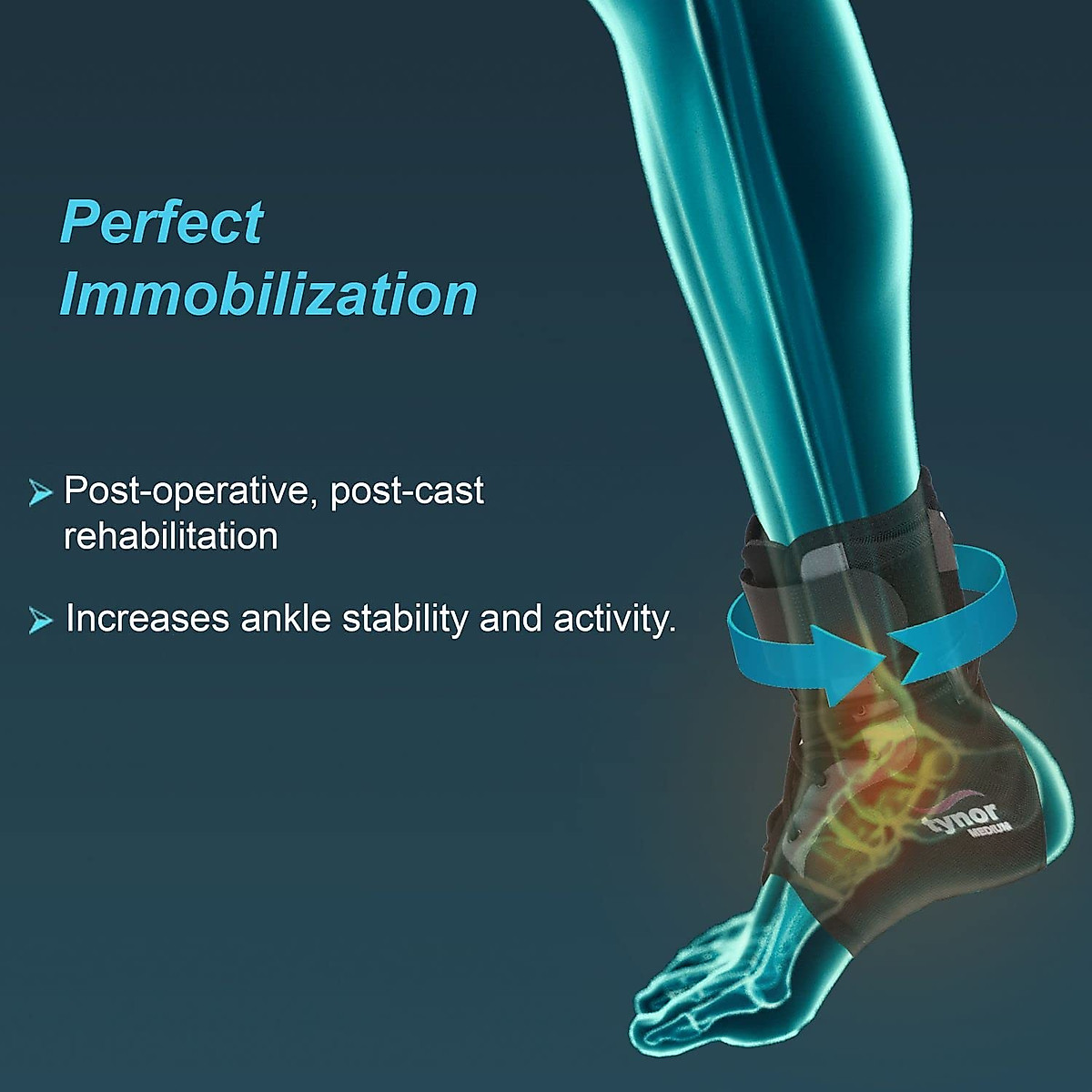 TYNOR Ankle Brace (S(7.2-8.4) inches) (Black)