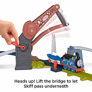 Thomas & Friends Motorized Toy Train Set Bridge Lift Thomas & Skiff Track Playset with Boat for Preschool Pretend Play Kids Ages 3+ Years