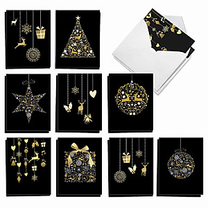 The Best Card Company - 20 Christmas Thank You Cards Boxed (10 Designs, 2 Each) - Assorted Gratitude Cards (4 x 5.12 Inch) (Not Gold Foil) - Golden Holidays AM6723XTG-B2x10