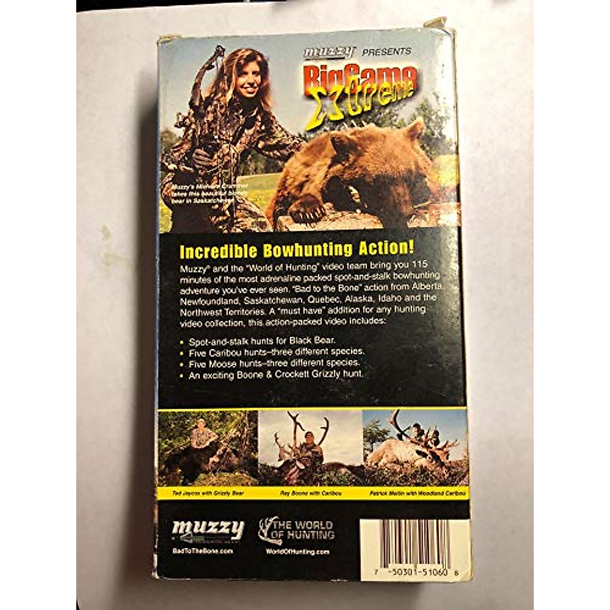 Muzzy Presents Big Game Xtreme 15 Exciting Bowkills VHS 115 Minutes Moose Caribou Black Bear Grizzly Bear Rare Hard to Find Home Video