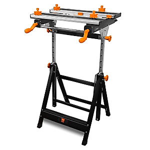 WEN 24-Inch Height Adjustable Tilting Steel Portable Work Bench,Black