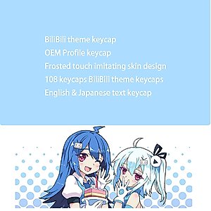 wwkeycaps Gaming Keyboard PBT Dye Upgrade 108 Keycap Set OEM Profile Keycaps Keyset with Puller Japanese Text Mechanical Keyboard (BiliBili)