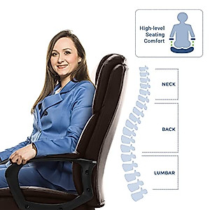 Office Chair, Desk Chair Executive Office Chair High Back Home Office Desk Chairs with Soft Armrest, Height Adjustable Ergonomic Computer Chair with Lumbar Support, Big and Tall Bonded Leather Chair