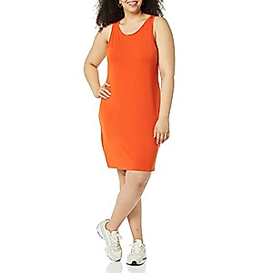Amazon Essentials Women's Lightweight Jersey Slim-Fit Tank Mini Dress (Previously Daily Ritual), Rust Orange, Medium