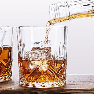 Old Fashioned Whiskey Glasses, 7 Oz Glasses for, Whiskey Glasses Set of 4 for Cocktail Bourbon Liquor ( 3.3 x 3 Inch )