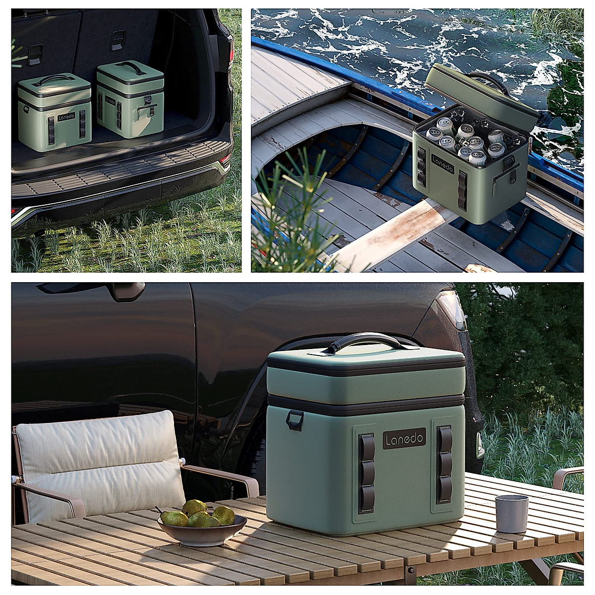 Lanedo Lisa Lunch Soft Cooler 20 Can, Insulated Bag Portable Ice Chest Box for Lunch, Beach, Drink, Beverage, Travel, Camping, Picnic, Car, Trips, Cooler Leak-Proof (Double Layer)