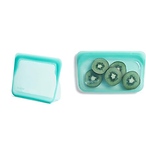 Stasher Silicone Reusable Storage Bag, Stand-Up Mini (Aqua) & Silicone Reusable Storage Bag, Snack (Aqua)