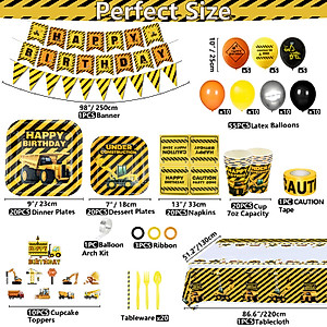 235 Pack Construction Birthday Party Supplies Dump Truck Construction Birthday Decorations Construction Party Plates Construction Birthday Tablecloth Cups Napkins Construction Foil Balloons Serves 20