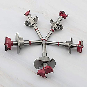 Rowiz 5Pcs 15-35mm Professional Forstner Drill Bit Set with Storage Case, High Carbon Steel Round Shank Woodworking Hole Saw Wood Cutter Auger Opener Drilling Wood Plastic Plywood