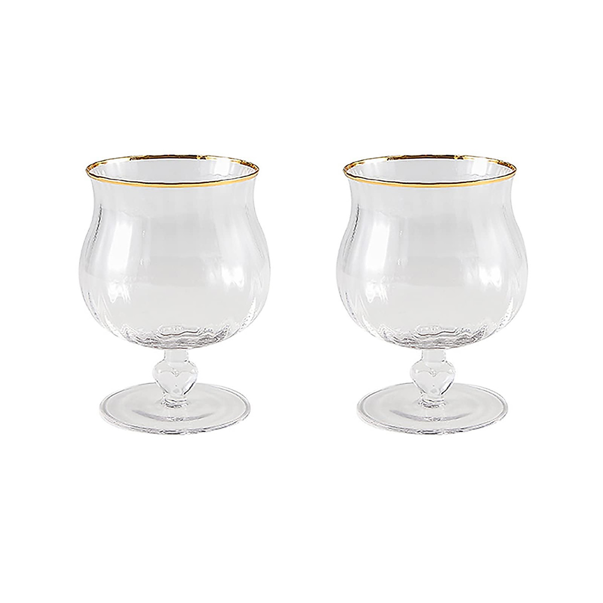 MSUIINT 2 Pcs Footed Ice Cream Cups, 7 Oz Small Cute Clear Glass Dessert Bowls/cups for Dessert, Sundae, Ice Cream, Fruit, Salad, Snack, Cocktail, Condiment, Trifle and Holiday Party, Clear Gold