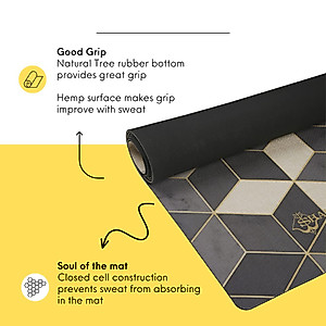 Shakti Warrior Aura Hemp Yoga mat - Artist Designed, Premium eco Friendly mats, Non Slip, Non Toxic, Great for Regular & Hot Yoga, Pilates and Workouts (72 inch x 24 inch x 3mm Thick)