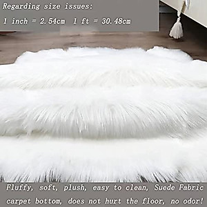 White Fur Rug, Soft Fluffy Area Rug, Modern Faux Fur Rug, Fluffy Rug for Bedroom, White Rugs for Living Room, Carpet for Rooms, Rugs for Bedroom Aesthetic, Washable Floor Mat for Dresser Shoe Rack