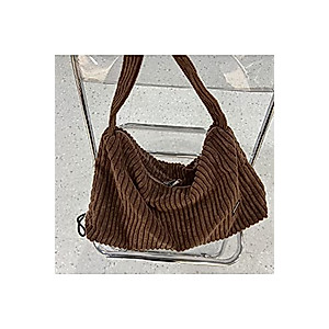 Ulisty Women Corduroy Large Capacity Shoulder Bag Wide Strap Hobo Bag Casual Underarm Bag Handbag khaki