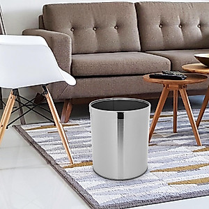 Luxshiny Stainless Steel Round Trash Can Hotel Trash Can Garbage Bin Large Trash Bin Stainless Steel Trash Bin Stainless Steel Trash Can Wastebasket Garbage Can for Bedroom Waste Bins