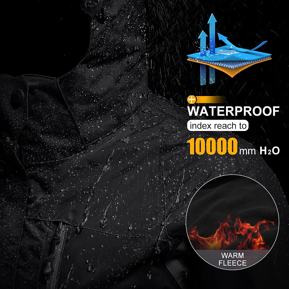 CAMEL CROWN Women's Waterproof Ski Jacket 3 in 1 Winter Coat Windbreaker Snowboard Jackets for Rain Snow Outdoor Hiking Black S